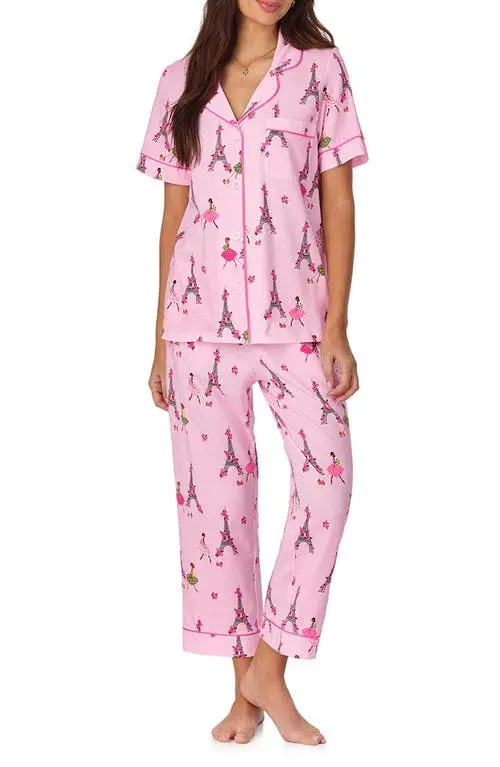 BEDHEAD PAJAMAS Print Crop Stretch Jersey Pajamas - Tres Chic