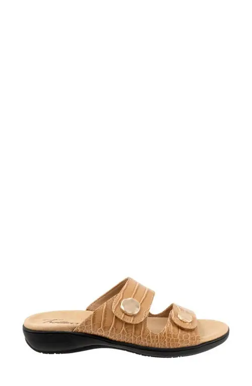 Trotters Ruthie Croc Embossed Slide Sandal - Luggage