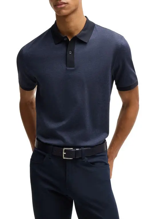 BOSS Parlay Cotton Piqué Polo - Dark Blue