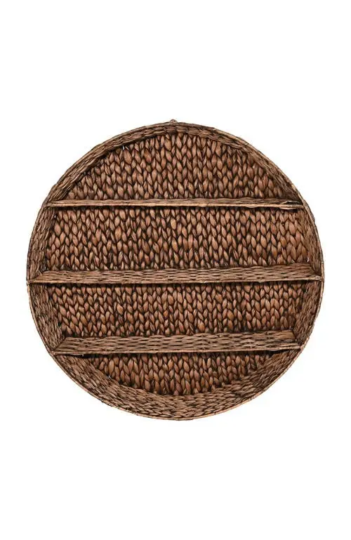 HAPPIMESS Annulus 3-shelf Circular Handwoven Hyacinth Wall Rack - Brown