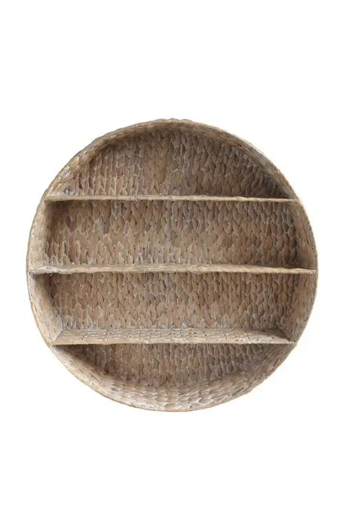 HAPPIMESS Annulus 3-shelf Circular Handwoven Hyacinth Wall Rack - White Wash