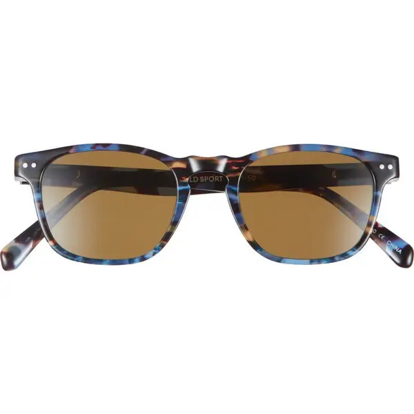 Eyebobs Old Sport 47mm Polarized Rectangle Sunglasses - Blue Tortoise Stripe