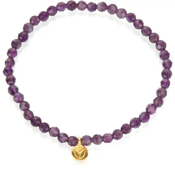 SATYA JEWELRY Tranquility Lotus Amethyst Gemstone Bracelet - Purple