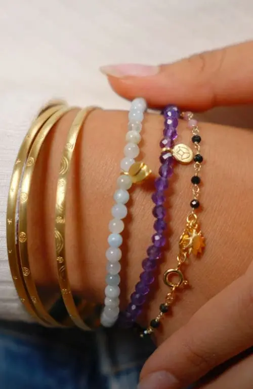 SATYA JEWELRY Tranquility Lotus Amethyst Gemstone Bracelet