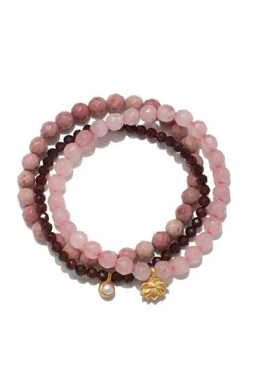 SATYA JEWELRY Manifest Love Gemstone Bracelet Set - Red