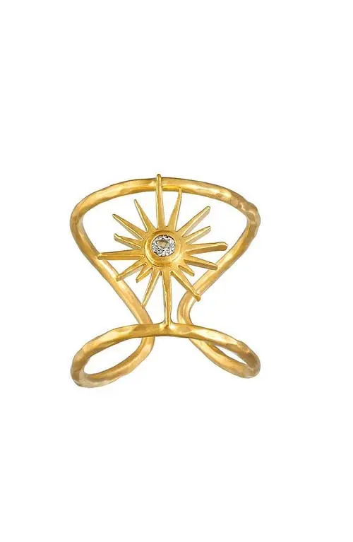 SATYA JEWELRY Divine Dreams Starburst Adjustable Ring - Gold