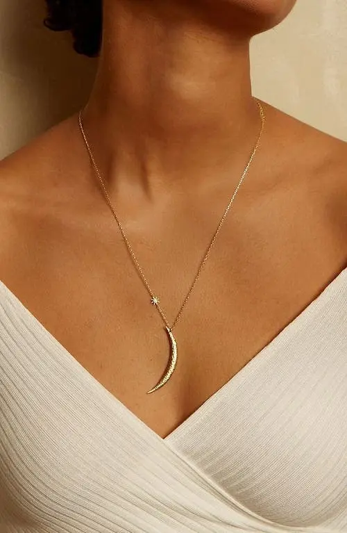 SATYA JEWELRY Illuminated Path Moon Pendant Necklace