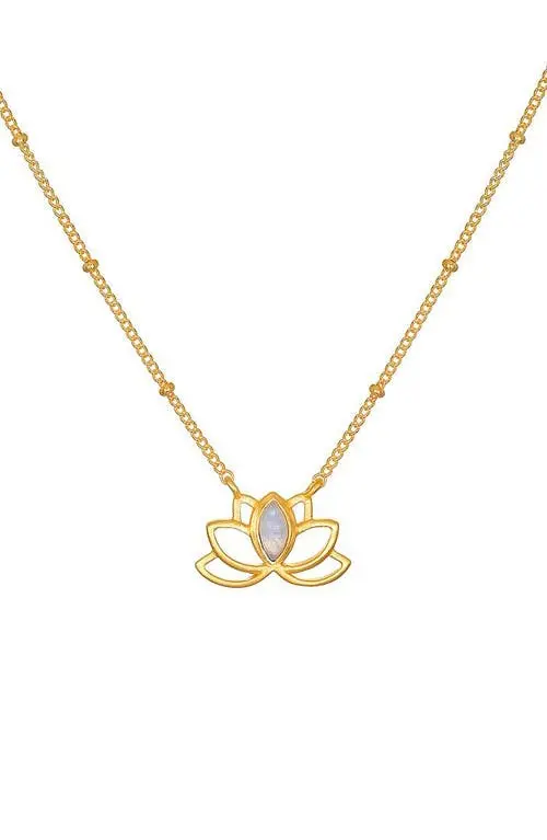 SATYA JEWELRY Cultivate Intuition Lotus Moonstone Pendant Necklace - Gold