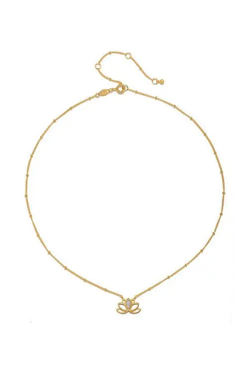SATYA JEWELRY Cultivate Intuition Lotus Moonstone Pendant Necklace