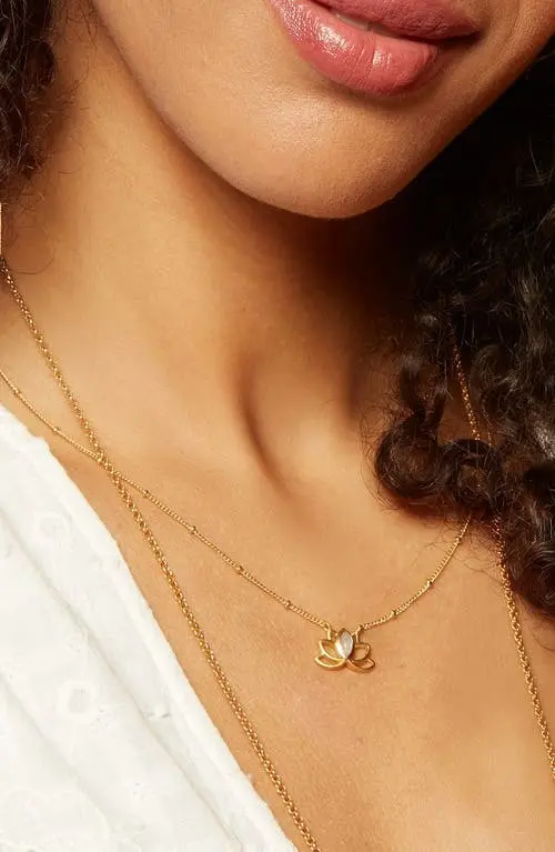 SATYA JEWELRY Cultivate Intuition Lotus Moonstone Pendant Necklace