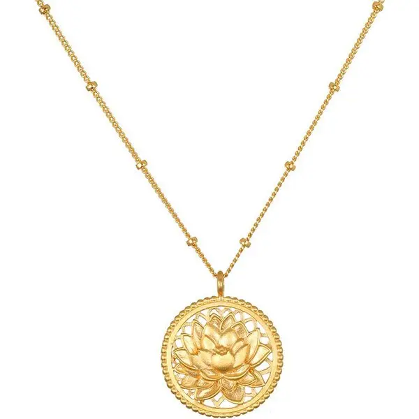 SATYA JEWELRY Blessed Beginnings Lotus Pendant Necklace - Gold