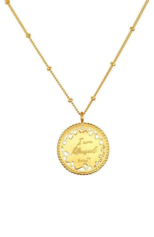 SATYA JEWELRY Blessed Beginnings Lotus Pendant Necklace