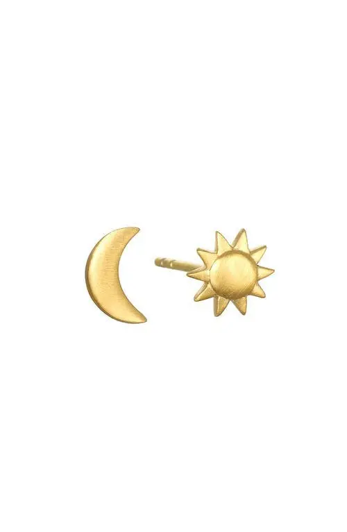 SATYA JEWELRY Celestial Light Moon And Sun Stud Earrings - Gold