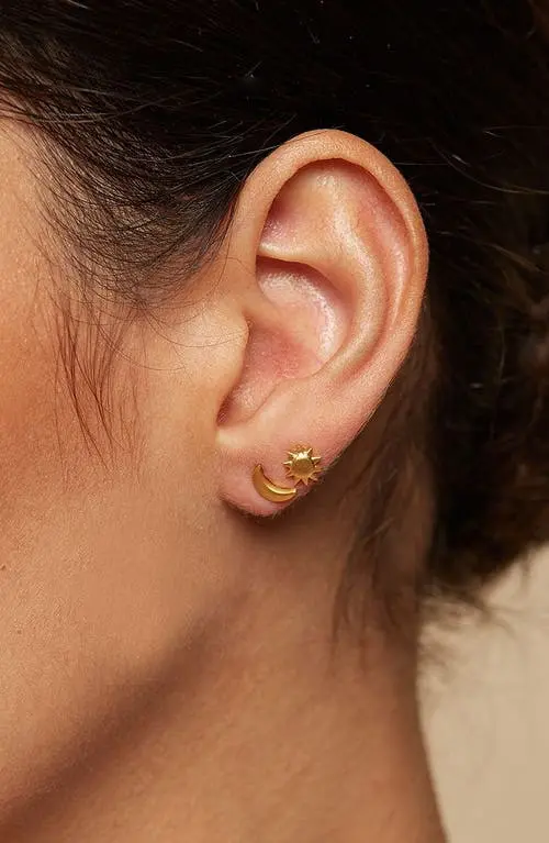 SATYA JEWELRY Celestial Light Moon And Sun Stud Earrings