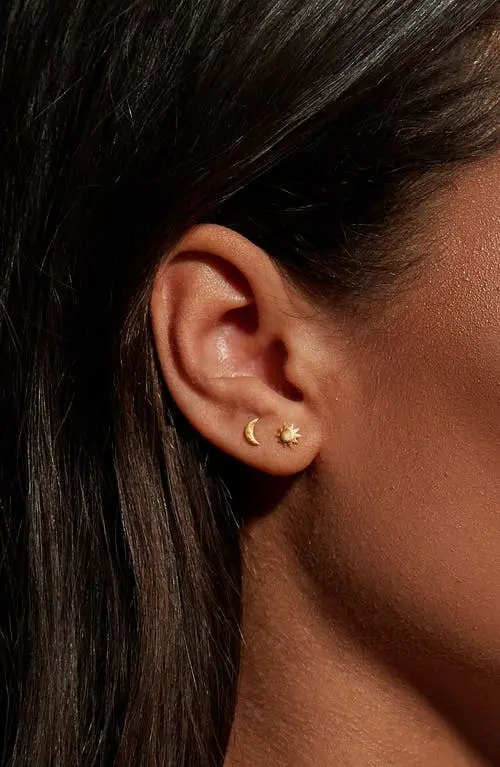 SATYA JEWELRY Celestial Light Moon And Sun Stud Earrings