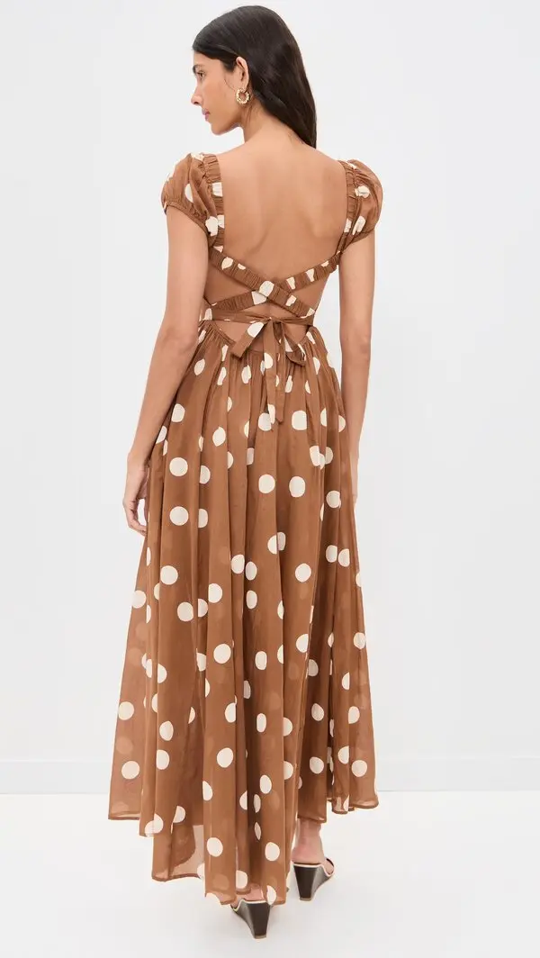 free people brown polka dot dress Free People Raylon Midi Dress In Brown