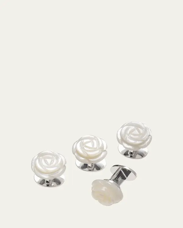 JAN LESLIE Mother-of-pearl Rose Shirt Studs