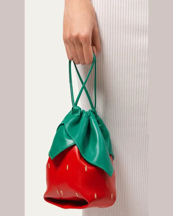 Hereu Duixa Strawberry Leather Top-Handle Bag - Red | Editorialist
