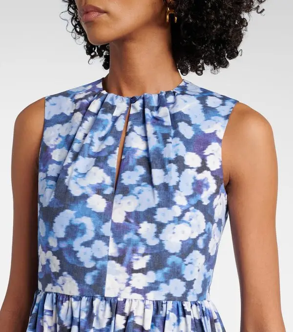 Erdem Floral-appliqué Ruffled Cotton Cocktail Dress