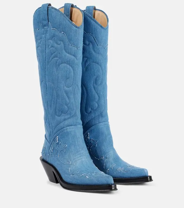 Gabriela Hearst Capitana Cowboy Boots - Blue