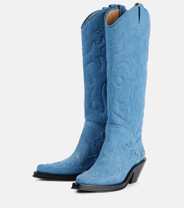 Gabriela Hearst Capitana Cowboy Boots - Blue
