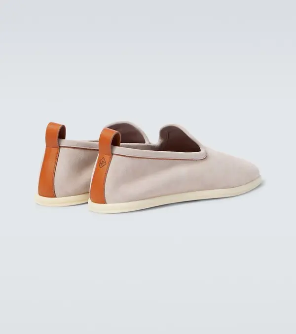 Loro Piana Venice Walk Suede Loafers - Beige