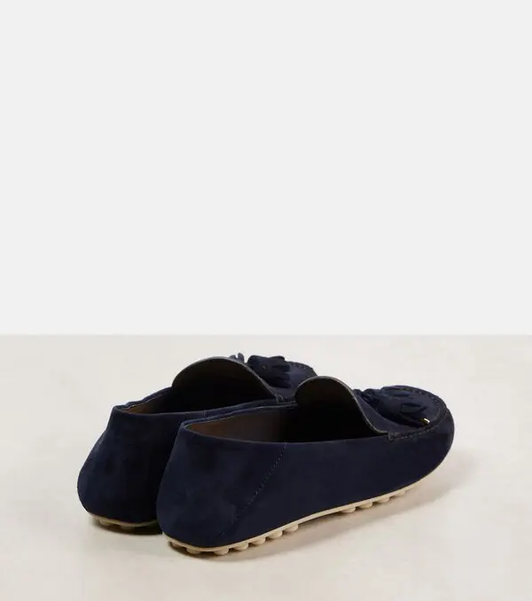 Loro Piana Dot Sole Walk Suede Driving Shoes - Blue