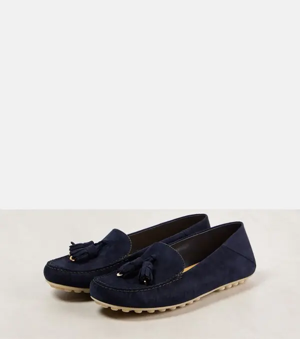 Loro Piana Dot Sole Walk Suede Driving Shoes - Blue