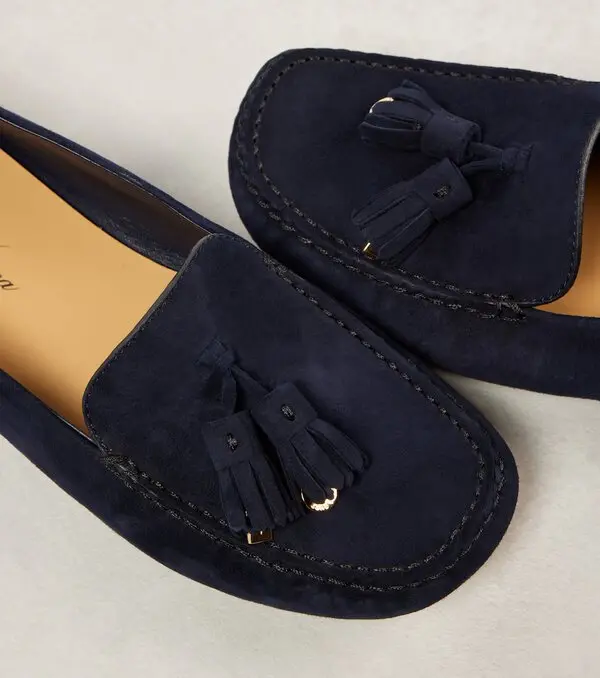 Loro Piana Dot Sole Walk Suede Driving Shoes - Blue