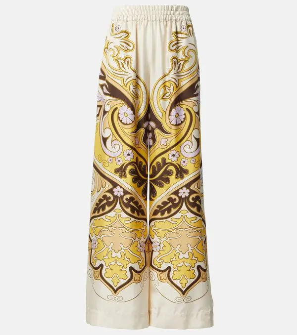 La DoubleJ Spells Placée Printed Silk Twill Palazzo Pants