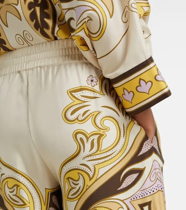 La DoubleJ Spells Placée Printed Silk Twill Palazzo Pants