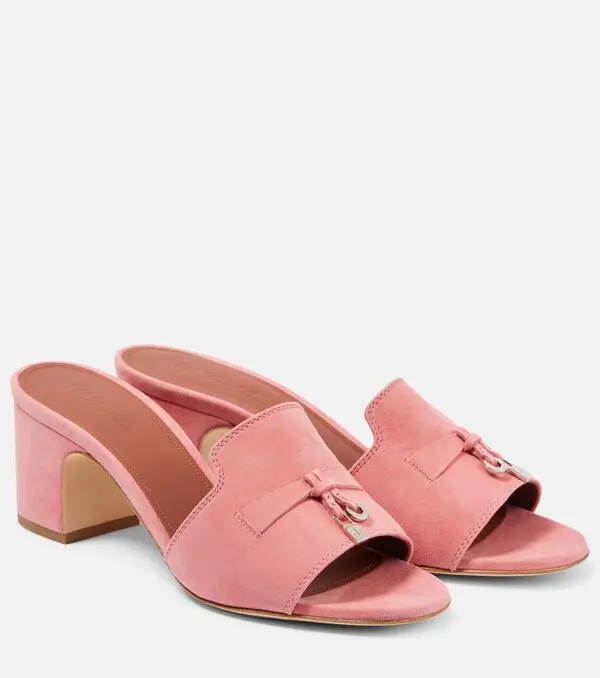 Loro Piana Summer Charms Suede Mules - Pink