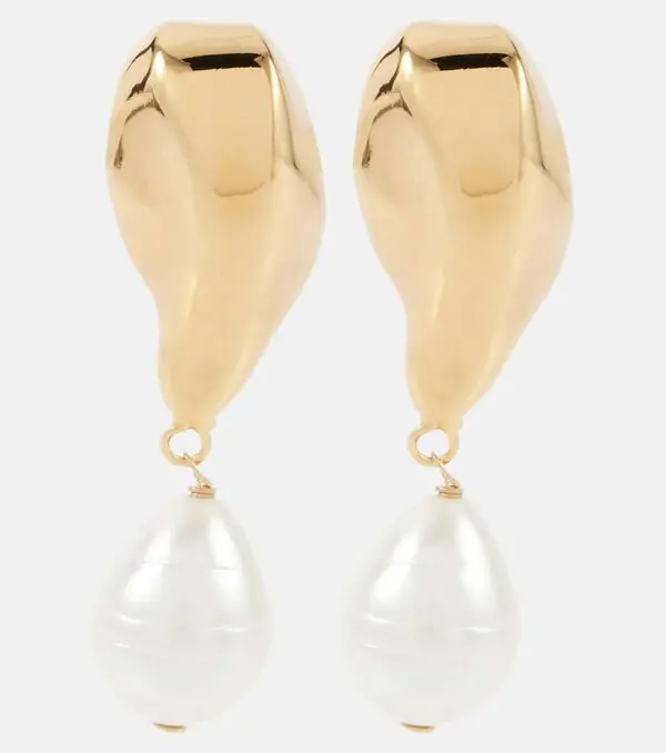 Oscar De La Renta Faux Pearl Drop Earrings - Gold