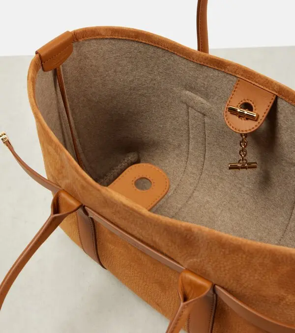 Loro Piana Ghiera Small Leather Tote Bag - Brown