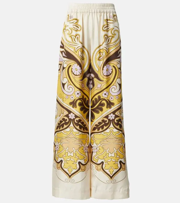 La DoubleJ Printed Silk Twill Palazzo Pants