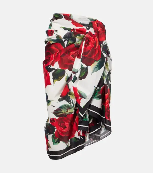 Dolce & Gabbana Floral Cotton Beach Cover-up - Red