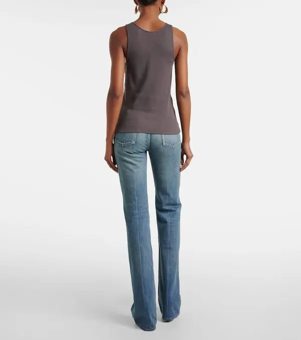 Saint Laurent Cassandre Ribbed Tank Top - Grey