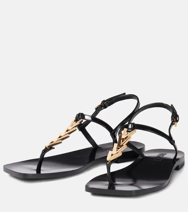 Versace V2025 Chain Leather Thong Sandals