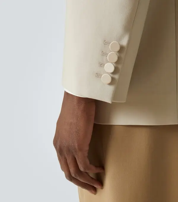 Saint Laurent Double-breasted Wool Tuxedo Jacket - Beige