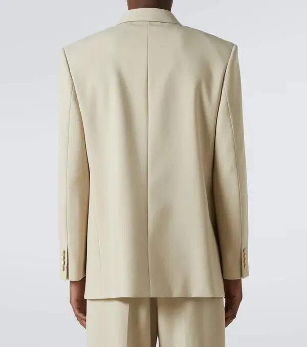 Saint Laurent Double-breasted Wool Tuxedo Jacket - Beige