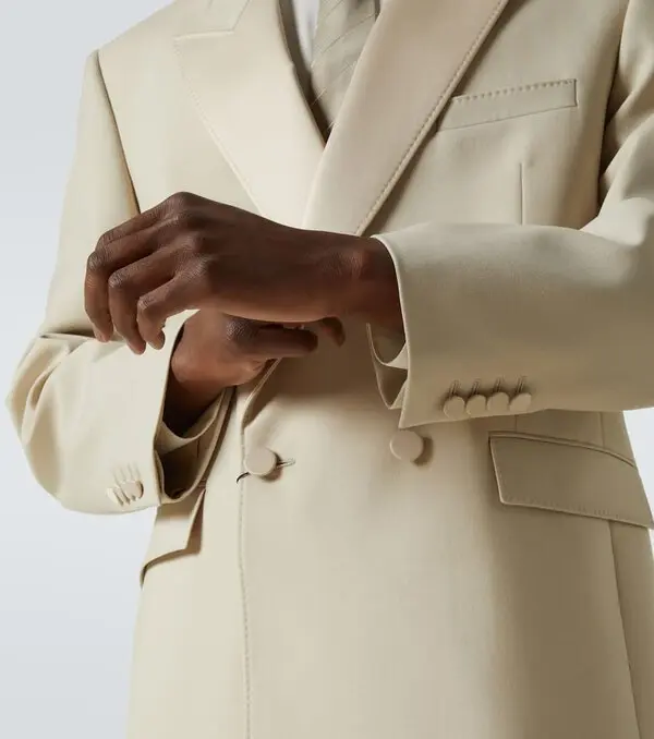 Saint Laurent Double-breasted Wool Tuxedo Jacket - Beige