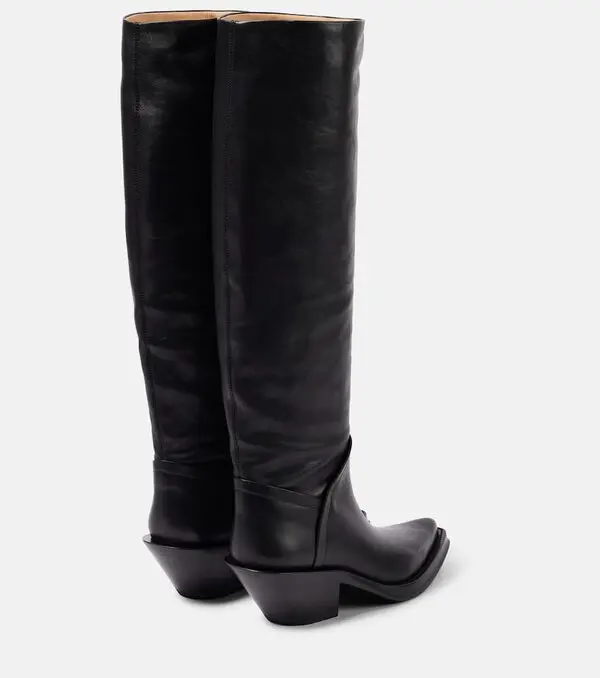 Gabriela Hearst Leather Knee-high Pointed Toe Boots - Black