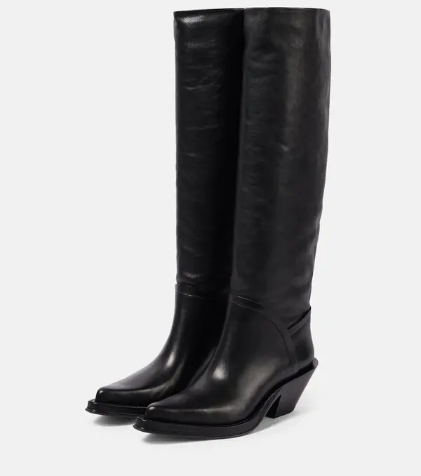 Gabriela Hearst Leather Knee-high Pointed Toe Boots - Black