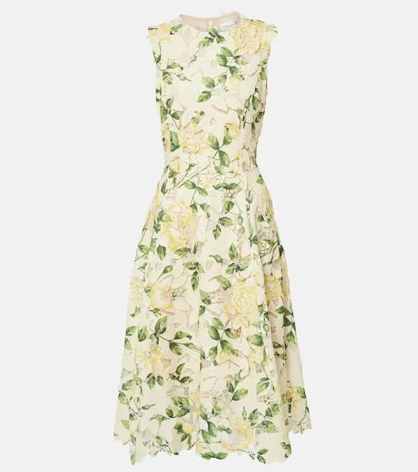 Oscar De La Renta Printed Midi Dress