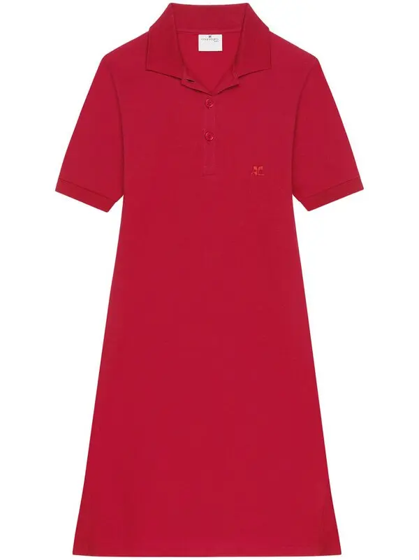 COURREGES Polo-collar Mini Dress - Red