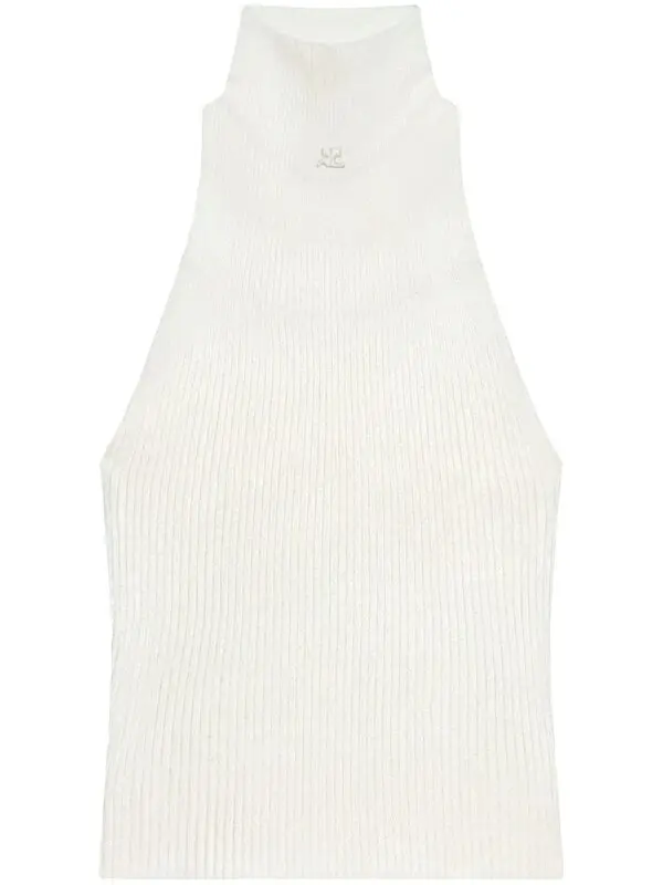 COURREGES Ribbed Mock-neck Tank Top