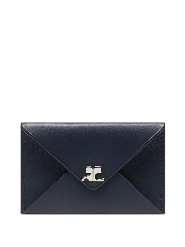 COURREGES Leather Envelope Card Holder - Blue
