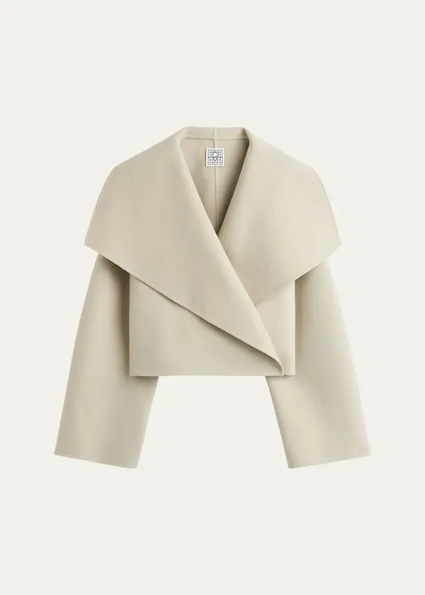 TOTEME Cropped Signature Double Wool Jacket - Light Beige