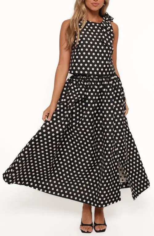 PETAL & PUP Rhea Polka Dot Sleeveless Top & Maxi Skirt - Black