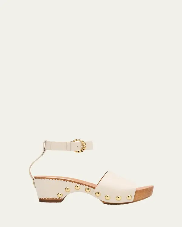 Ulla Johnson Esti Leather Clog Sandals - Natural